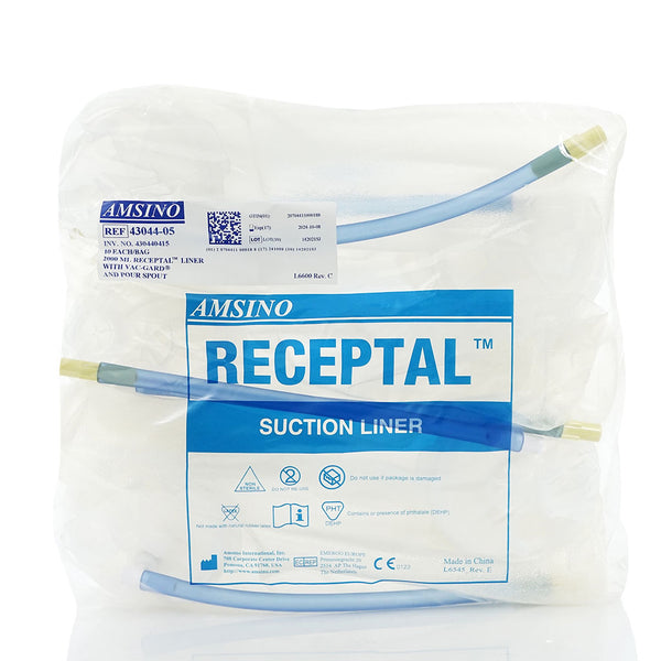 Receptal Suction Canister Liner with Pour Lid, Vac-Gard Shut Off Valve ...