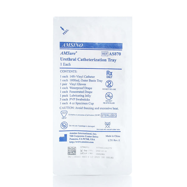 AMSure Intermittent Catheter Tray, Urethral without Balloon 14Fr, PVC ...