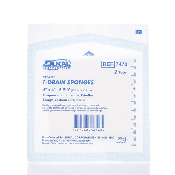 T-Drain Sponges, 6 Ply, 4"X4", Sterile - QMed Corporation