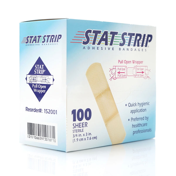 American White Cross Stat Strip Plastic Adhesive Bandage, 3/4" X 3", L ...
