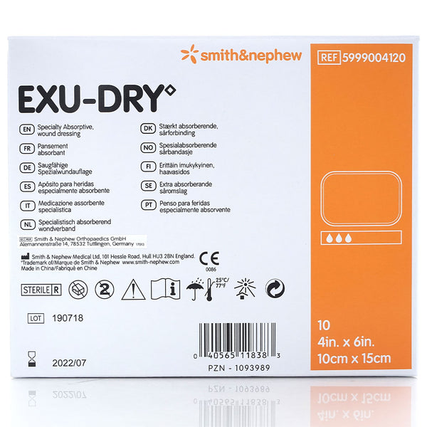 Exu-Dry Wound Dressing, Specialty Absorptive 4" X 6", Sterile - QMed ...
